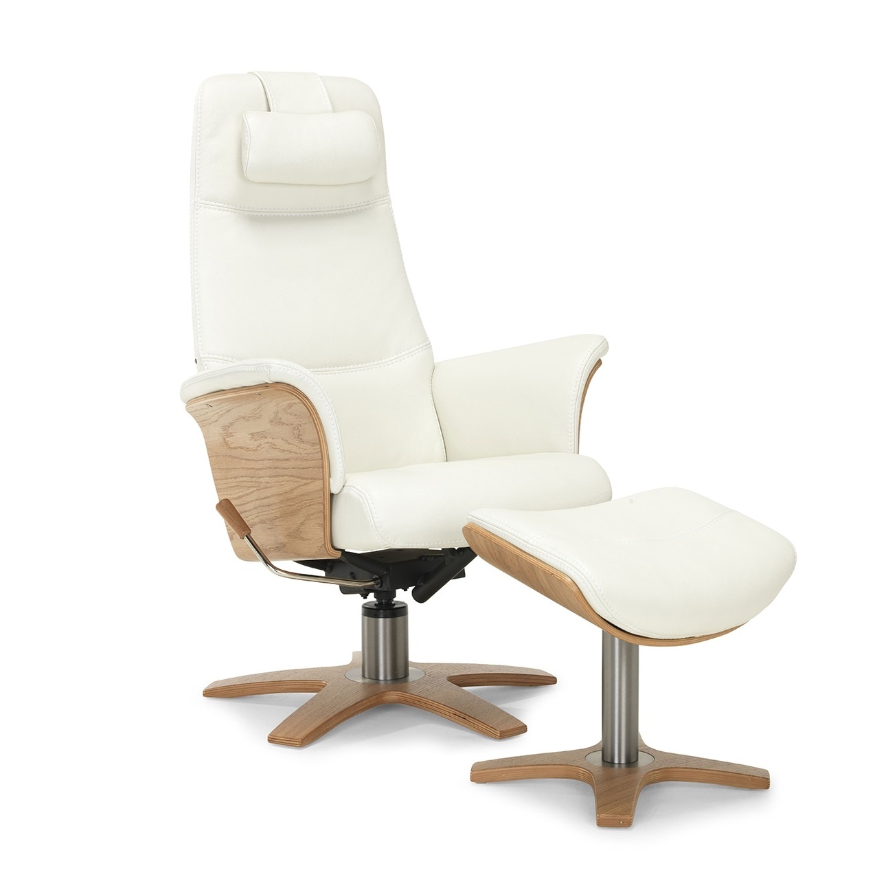 BD-Möbel ELEGANCE nojatuoli rahilla valkoinen nahka » Wilma Interiör