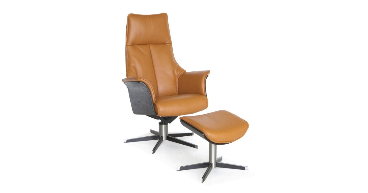 Pöyrivä nojatuoli rahilla JADE aniliini-nahka » Wilma Interiör