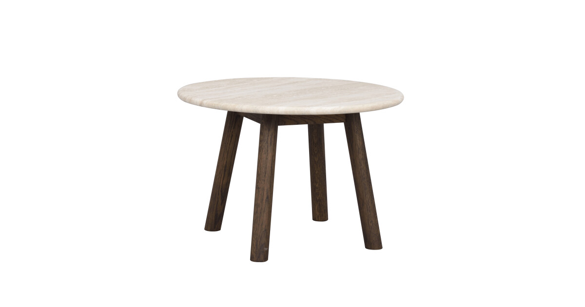 Rowico TARANSAY sohvapöytä Ø60cm, travertine/ruskea tammi » Wilma Interiör